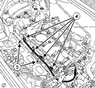 Removal and installation of fuel rail with injectors, K4M engine (1.6 l ...